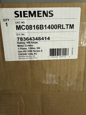 Siemens MC0816B1400RLTM 3-Wire Meter Loadcenter Combination, 120/240 ...