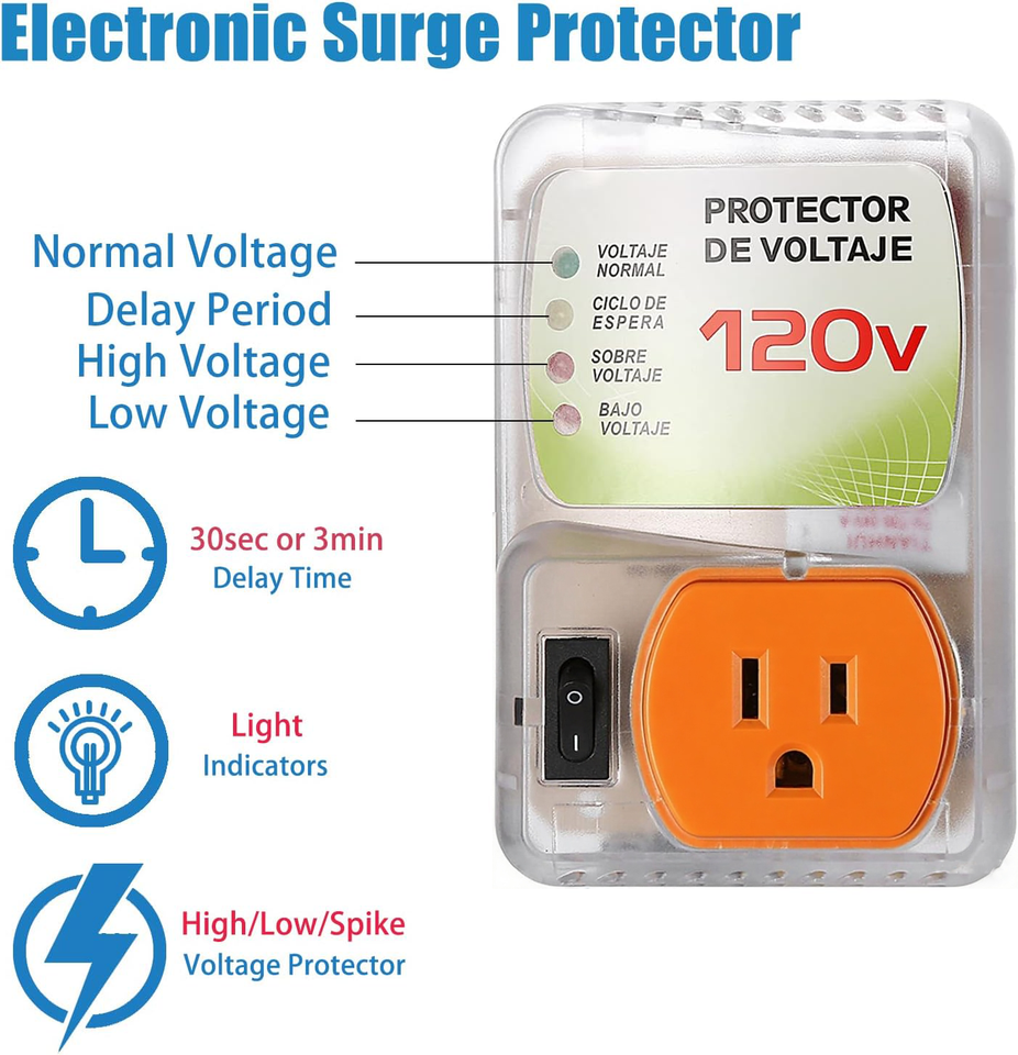 US Voltage Power Protector 120V Surge Refrigerator Appliance US Outlets ...