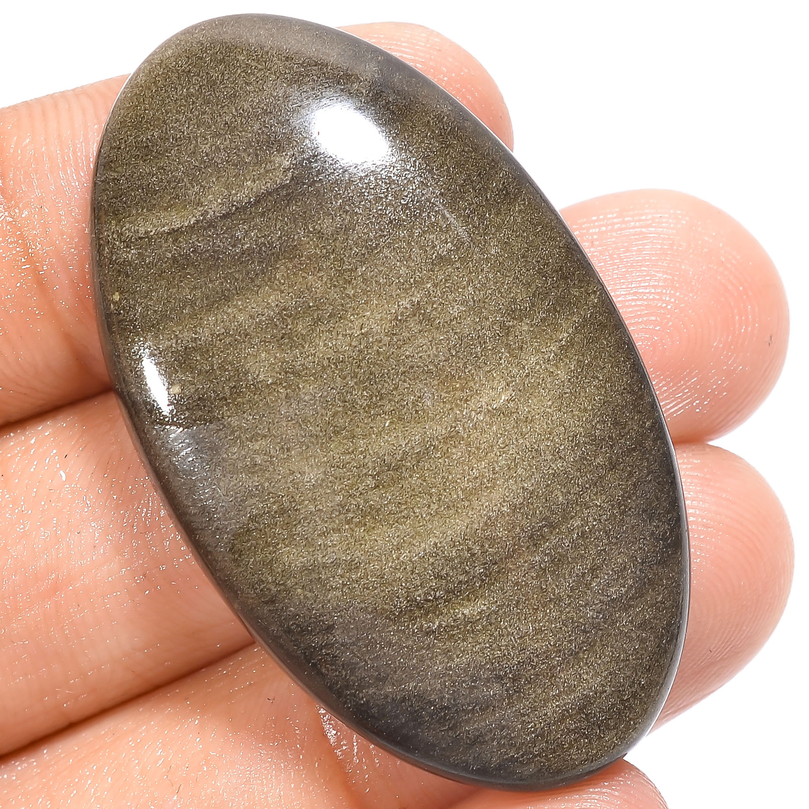 Natural Golden Sheen Obsidian Oval Cabochon Gemstone 49 Ct. 41X24X7 mm ...