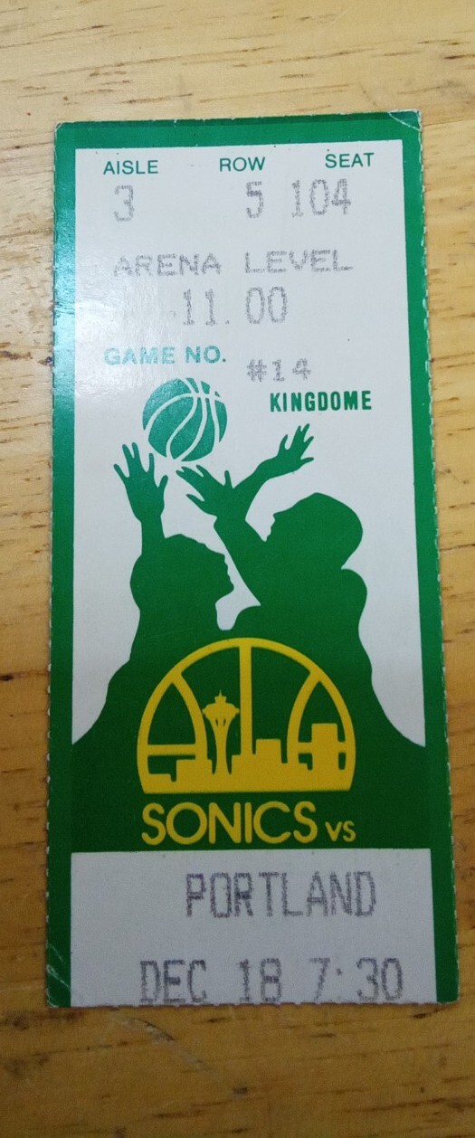1985 NBA Basketball Kingdome Sonics vs Portland Dec 18th Ticket Stub | eBay