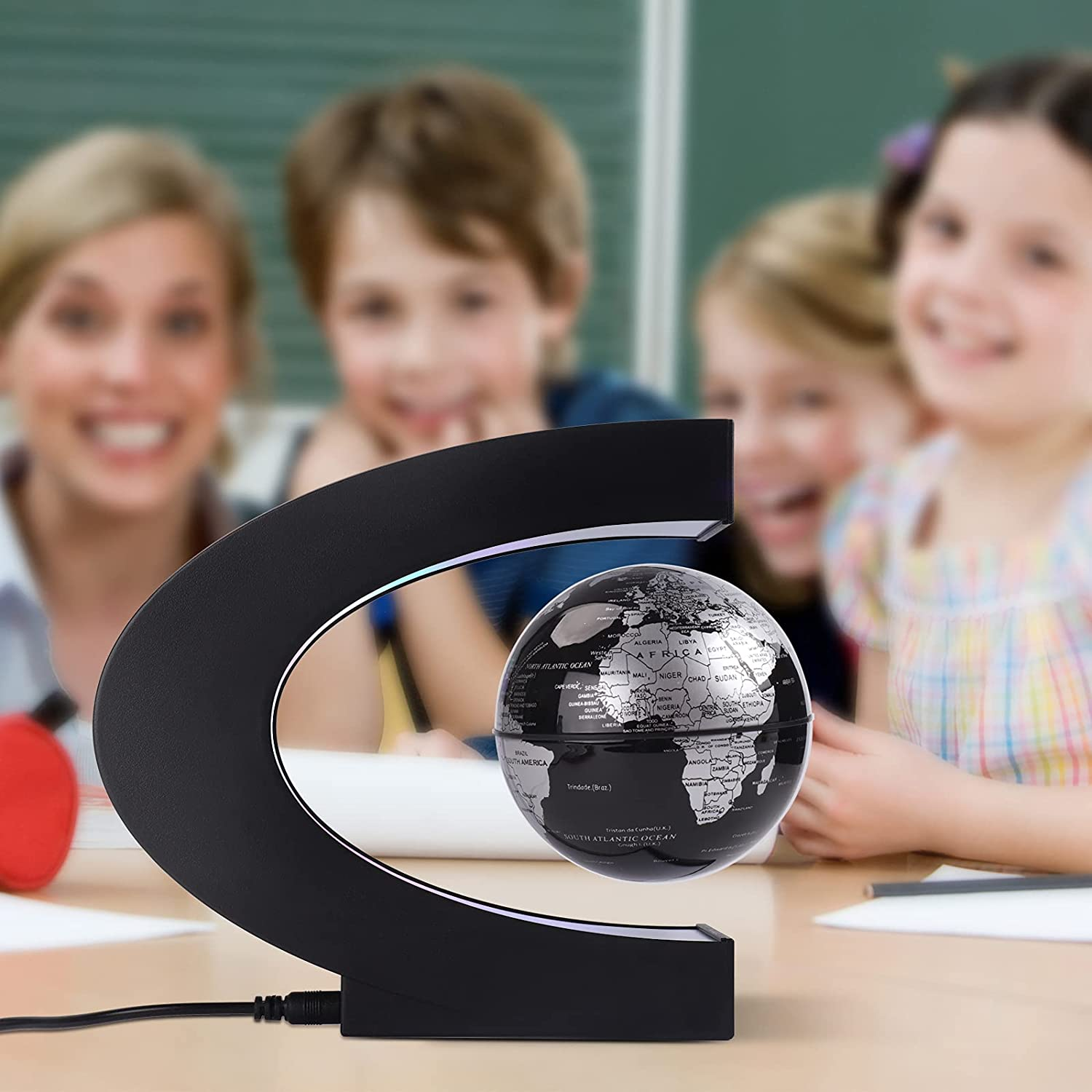 Magnetic Levitating Globe with LED Light，Floating Worlds Map，Desk ...