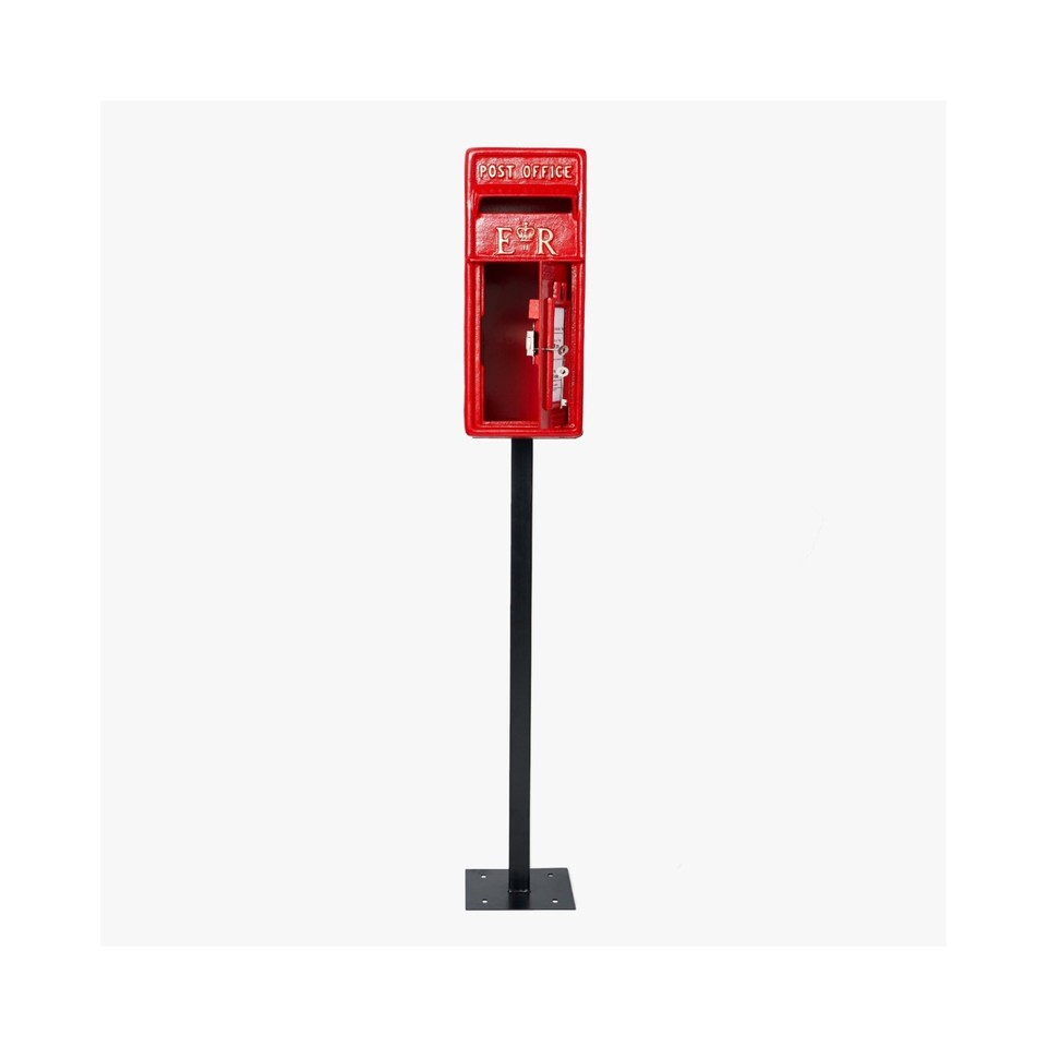 Post Box Red ER with Lock Wall Mounted Royal Mail Design Mailbox Large ...