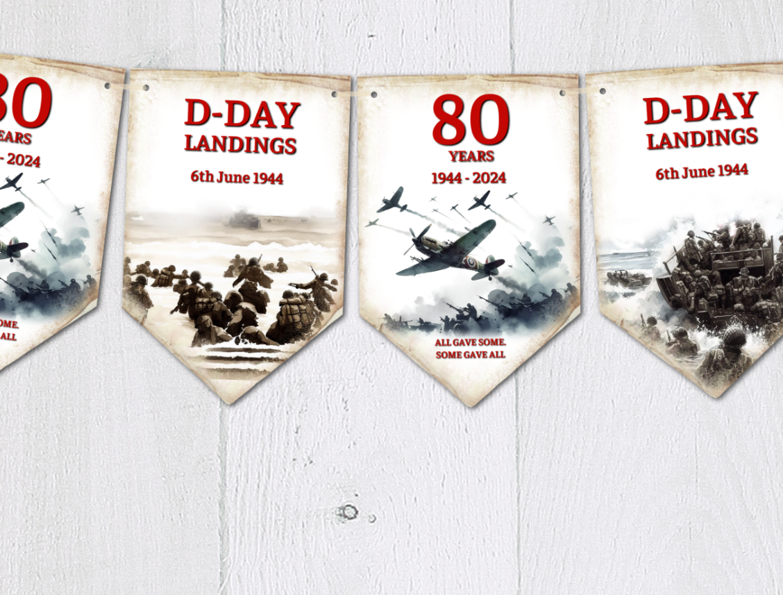 D-Day Bunting 80 Years Normandy Beach Landings Vintage Style Armed ...
