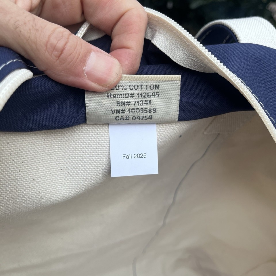 LL Bean Boat & Tote Bag Zipper White Blue XL (22”) Made in USA 2025 ...