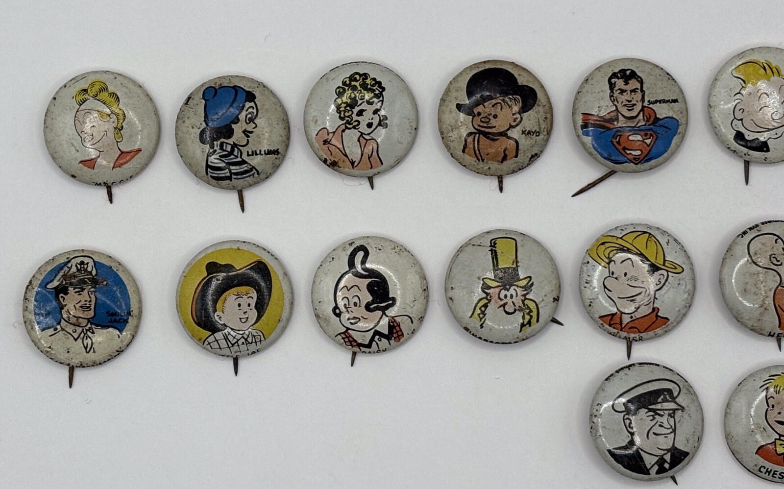 Lot Of (22) Vintage Comic Kellogg’s PEP Pinback Button 1940s Superman ...