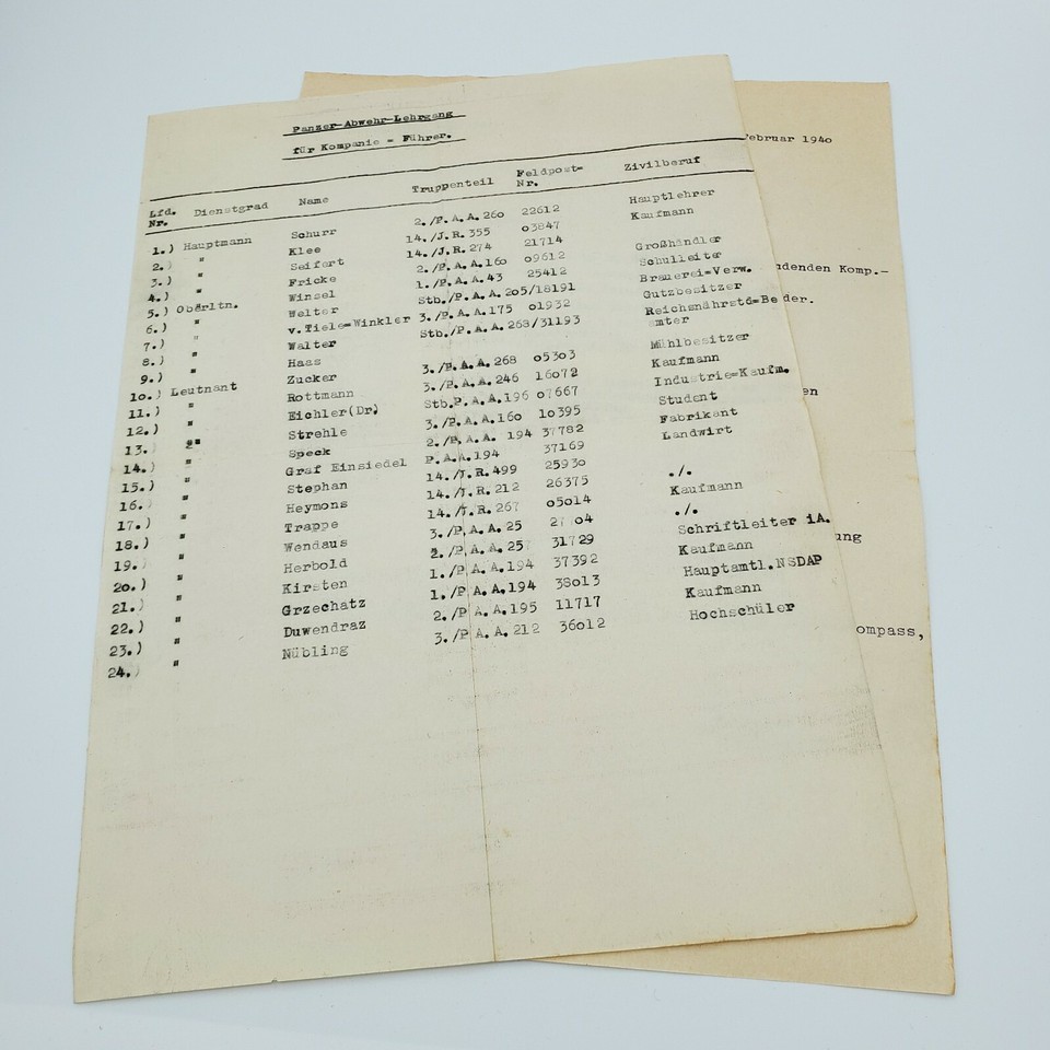Original WW2 WW2 German Panzer anti tank document Wehrmacht leadership ...