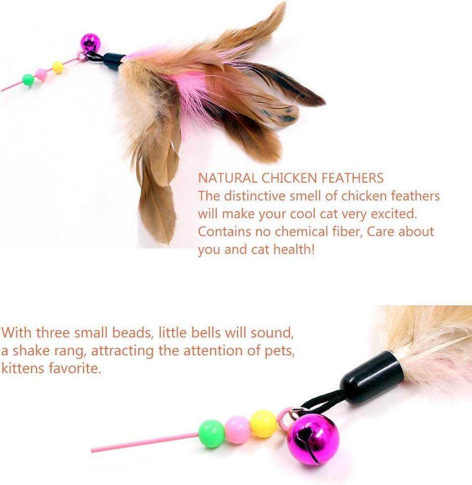 Cat Feather Toy, Interactive Pet Cat Kitten Chaser Teaser Wire Wand | eBay