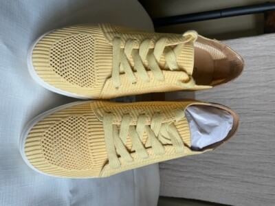 LUCKY BRAND Shoes LP Luika Women’s Yellow Solid Knit Lace Up Sneakers ...