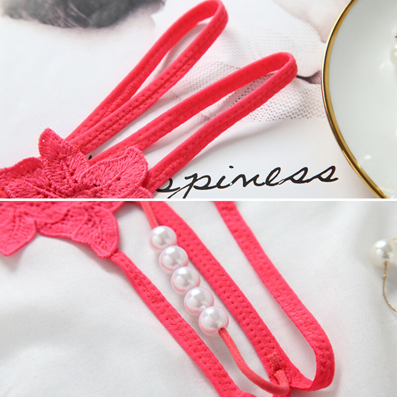 Sexy Women Lace Pearl Thong G-string Panties Lingerie Underwear ...