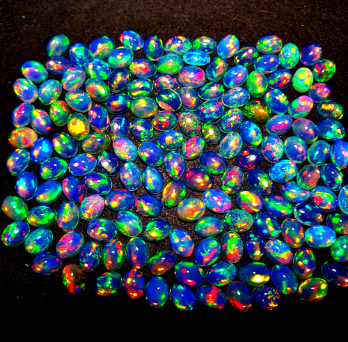 Natural Ethiopian Multi Fire Opal Oval Cabochon Loose Gemstone Lot 18 ...