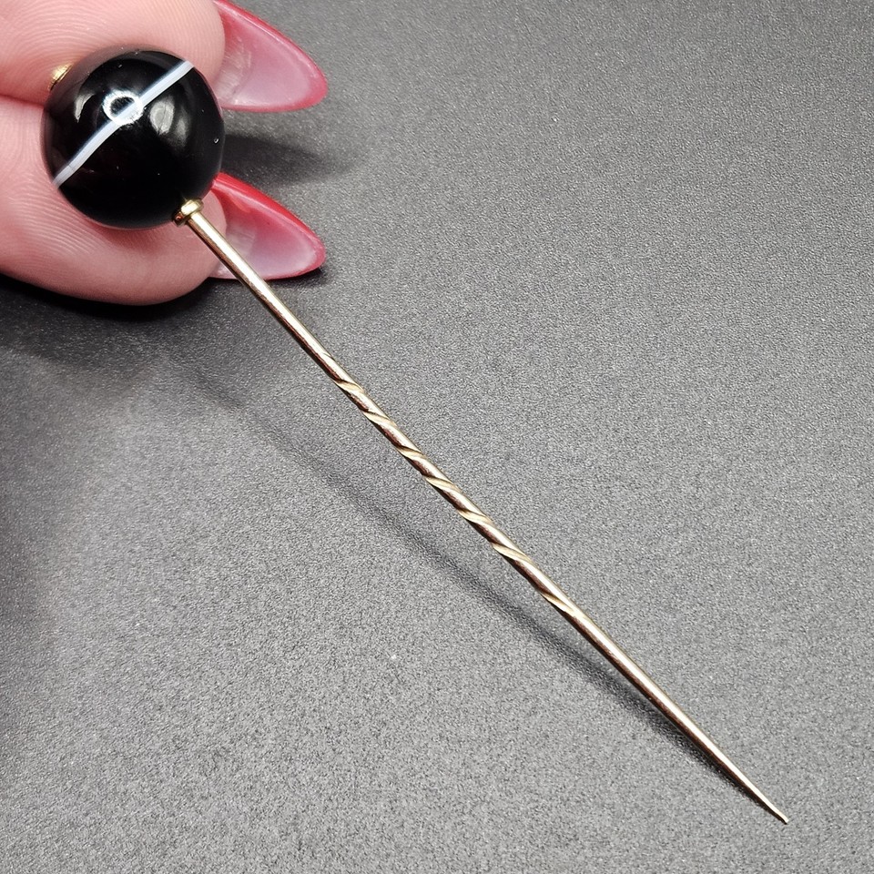 Antique Gold? Banded Agate Stick Lapel Pin 6.3g | eBay UK