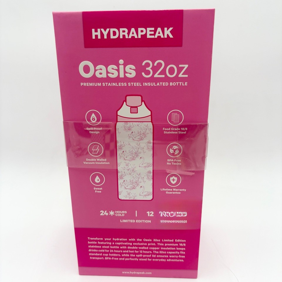 Hydrapeak Oasis 32oz Limited Edition Swan Print Stainless Steel ...