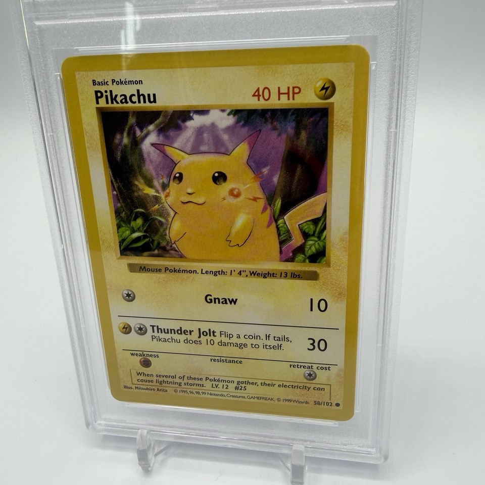 1999 Pokemon Game Base Set Pikachu Red Cheeks Shadowless Card #58 PSA 5 ...