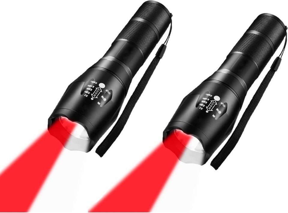 Upgraded Red Flashlight Powerful White & Red Light Zoomable Red LED ...