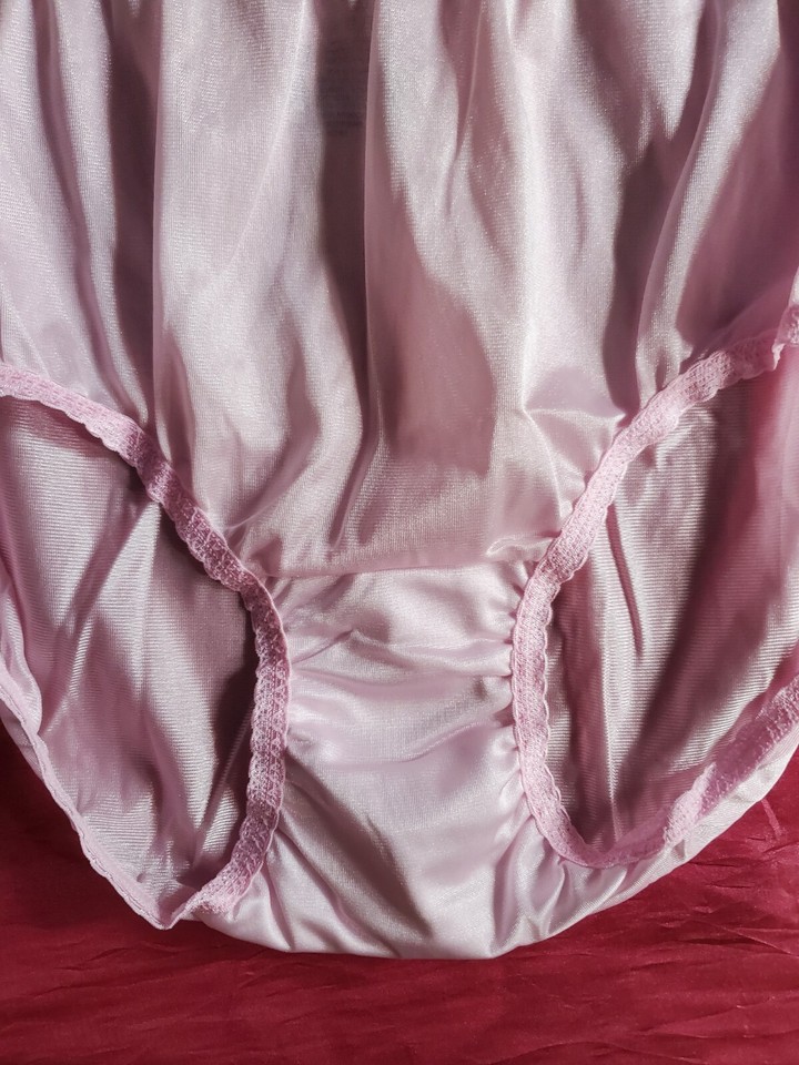 Vtg Sheer Panties Shiny Silky Lace Nylon Gusset Sz 8XL Sissy Sexy ...