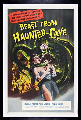 BEAST FROM HAUNTED CAVE CineMasterpieces HORROR MONSTER MOVIE POSTER ...