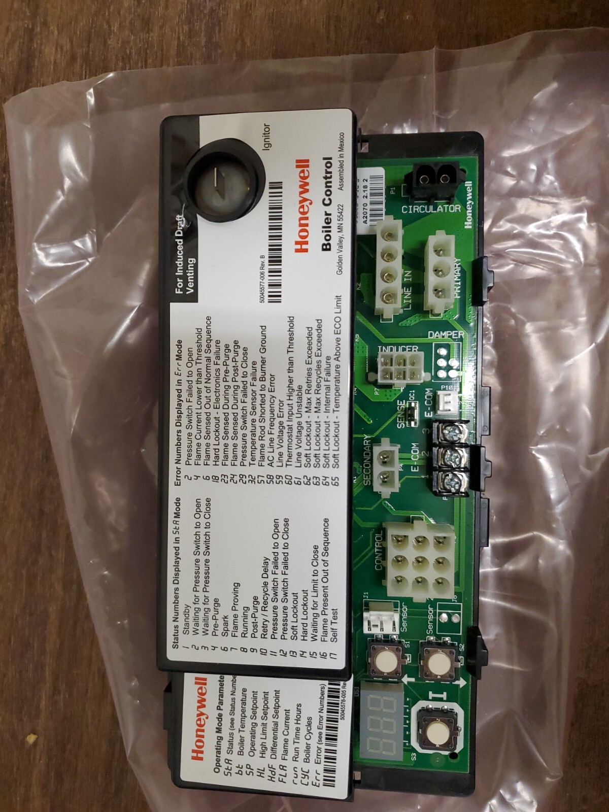 New Open Box Honeywell 50045577-006 Rev B 50045578-005 Boiler Control ...