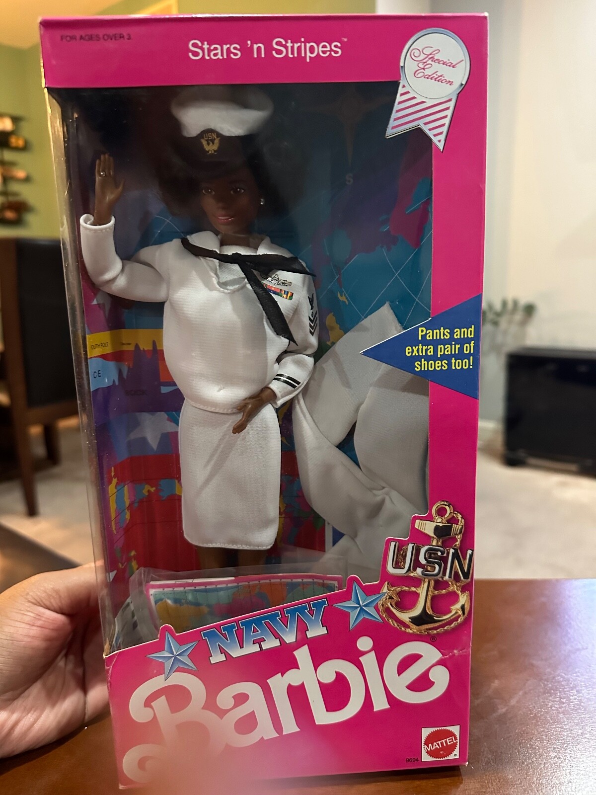 1990 Mattel STARS N STRIPES AA NAVY BARBIE NRFB 9694 Black Fashion Doll ...