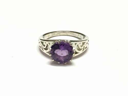 Sterling Silver 8 mm Round Amethyst Ring For Men silver amethyst ring ...