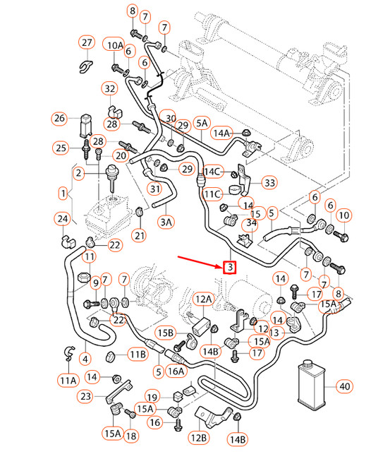 Vw/audi/porsche 1J1422891E Power Steering Return Hose for sale online ...