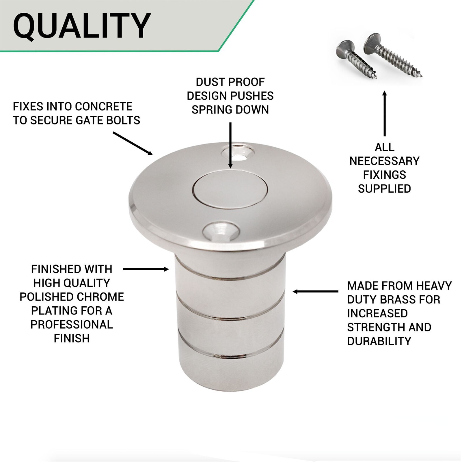 Flush Bolt DUST SOCKET For Concrete or Stone Floors - SOLID BRASS ...