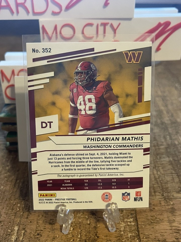 2022 Panini Prestige Xtra Points Phidarian Mathis Auto Rookie #352 ...
