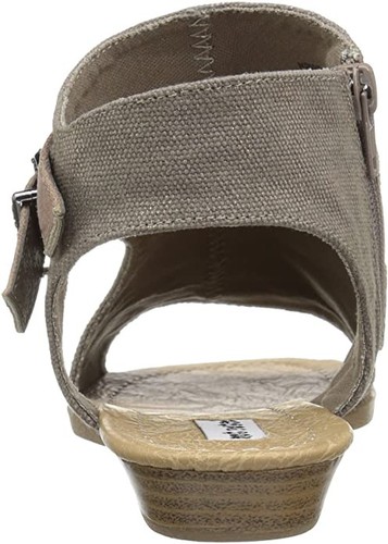 Steve Madden Vana Taupe Multi Canvas Open Toe Low Wedge Flat Gladiator ...