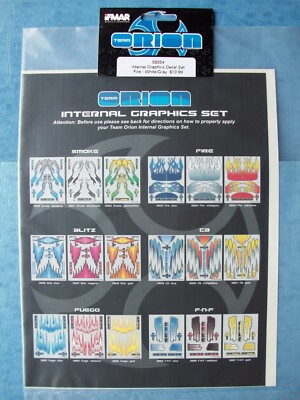 TEAM ORION 59054 IFMAR FIRE WHITE/GREY BODY INTERNAL GRAPHICS DECAL SET ...