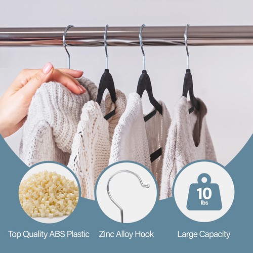100PCS Velvet Hangers Non-Slip Flocked Clothes Hangers Suit Dresses ...