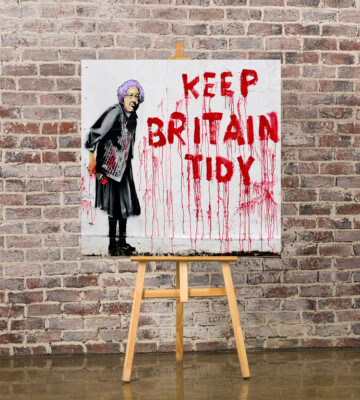 BANKSY KEEP BRITAIN TIDY CANVAS WALL ART FRAME/ POSTER PRINT/FLOAT ...