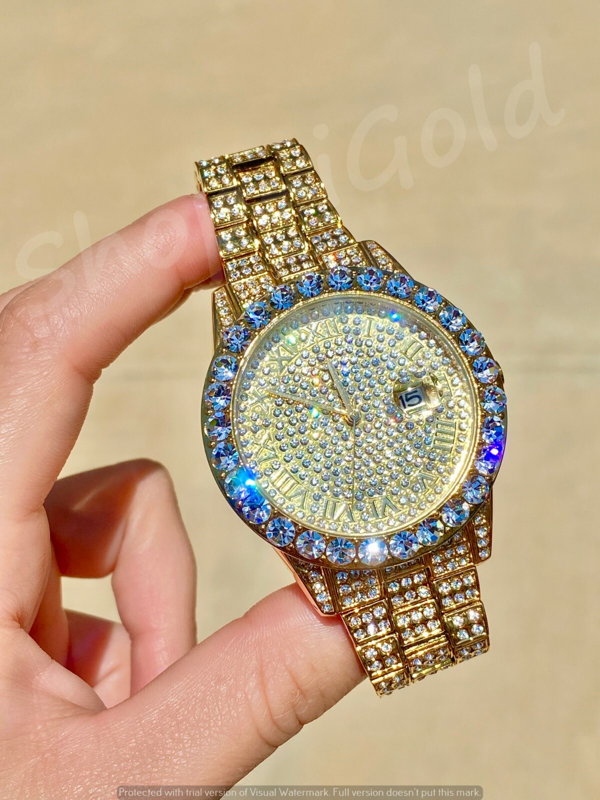 Mens Custom Fully Ice out Bling Round Icy Watch Iced Cz Quality ...