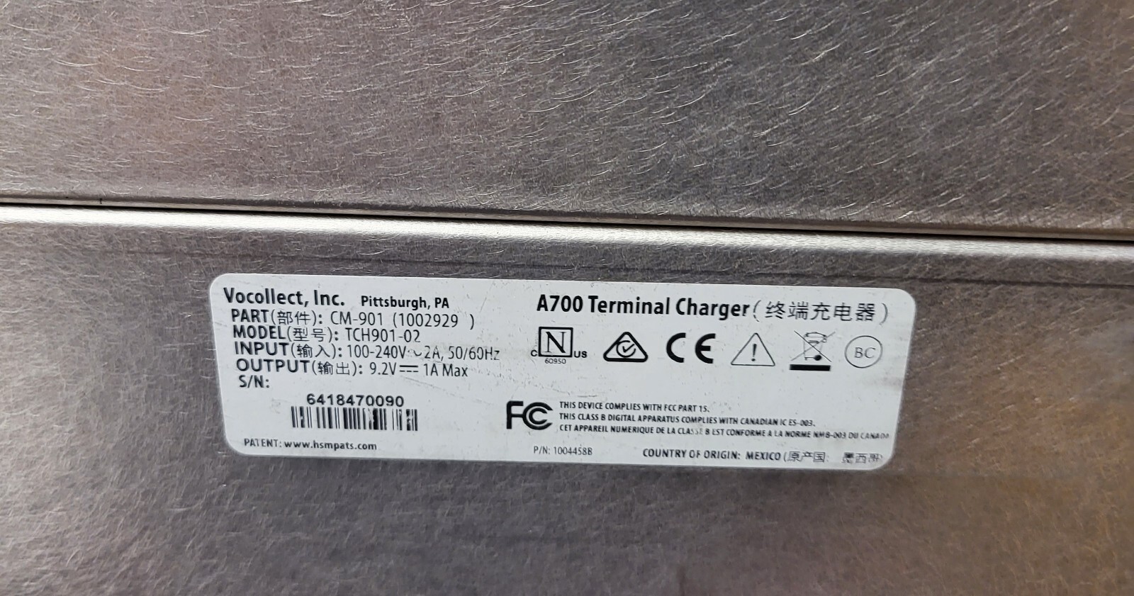 Vocollect A700 Terminal Charger for Talkman A700 Series w/ AC Adapter ...