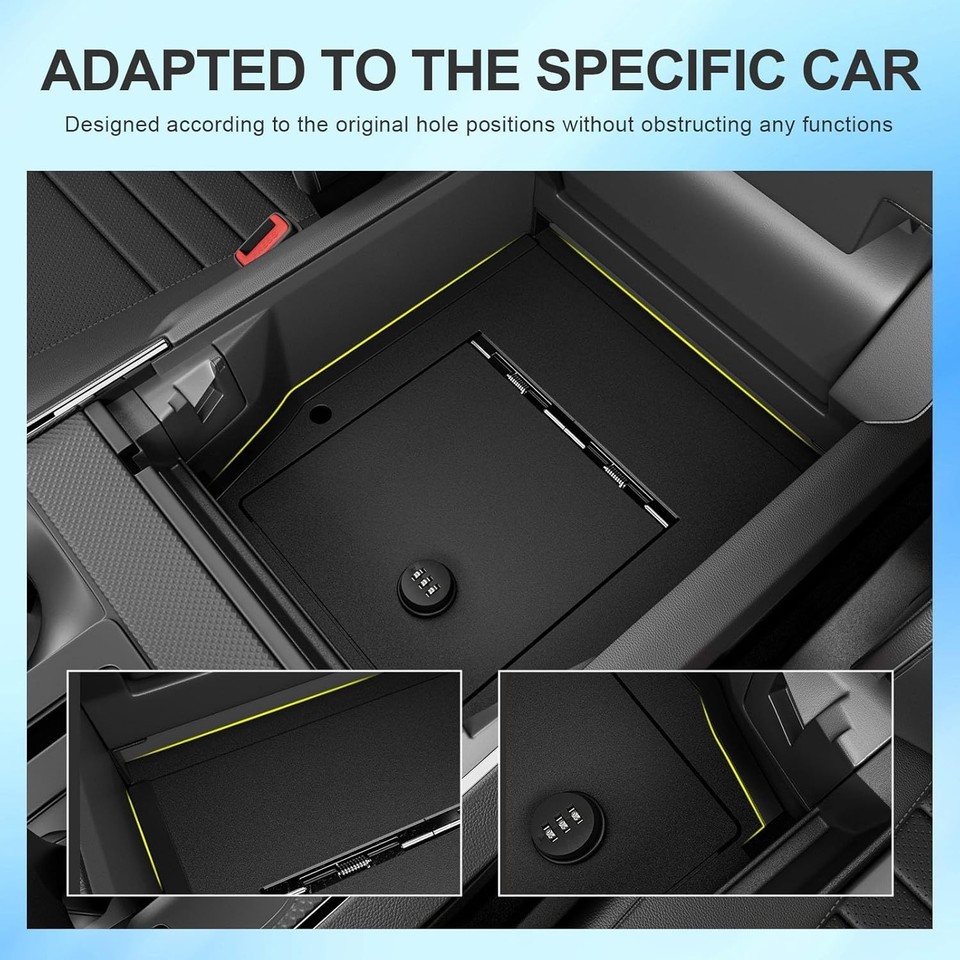 For 2021-2025 Ford F150 Center Console Safe Organizer Lock Box Safe ...