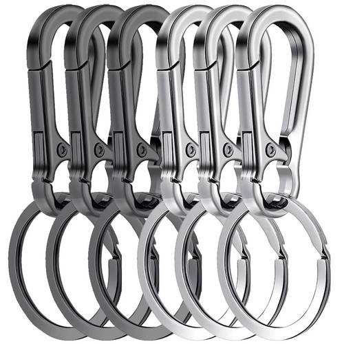 6 Metal Keychain Carabiner Clip Keyring Key Ring Chain Clips Hook ...