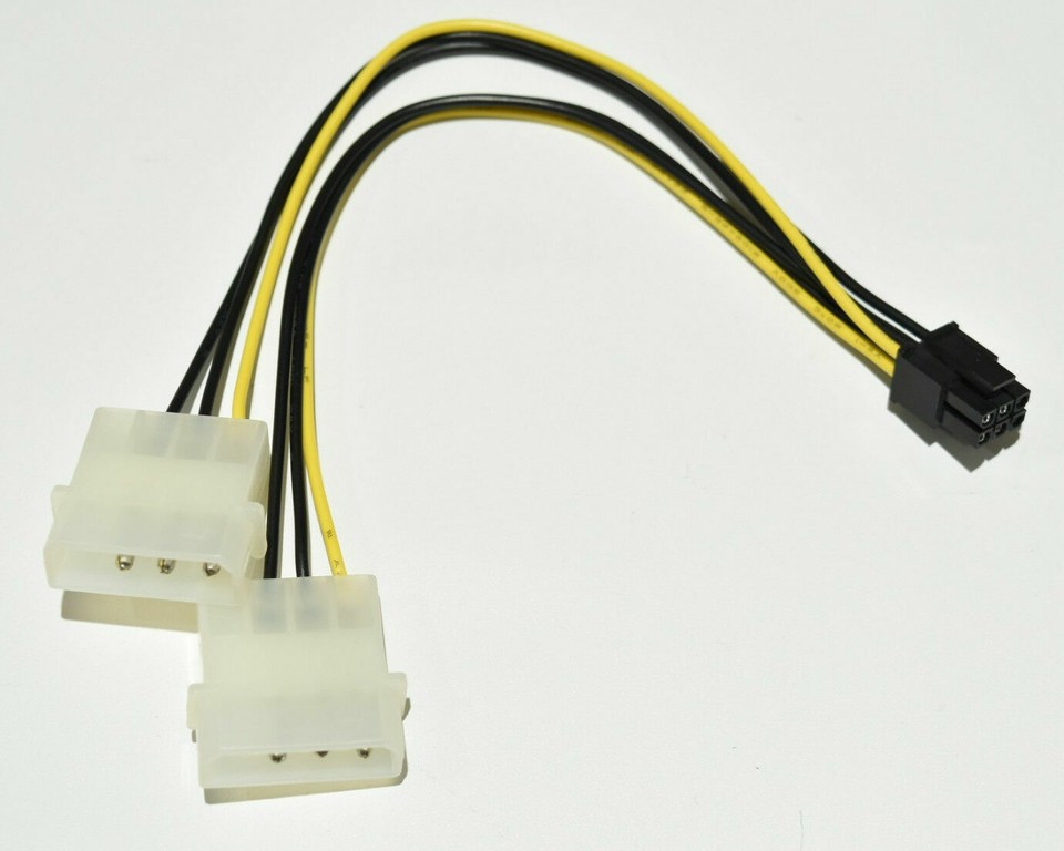 IDE Molex to 6Pin PCI Express PCI-E Video Card Power Adapter Cable W ...
