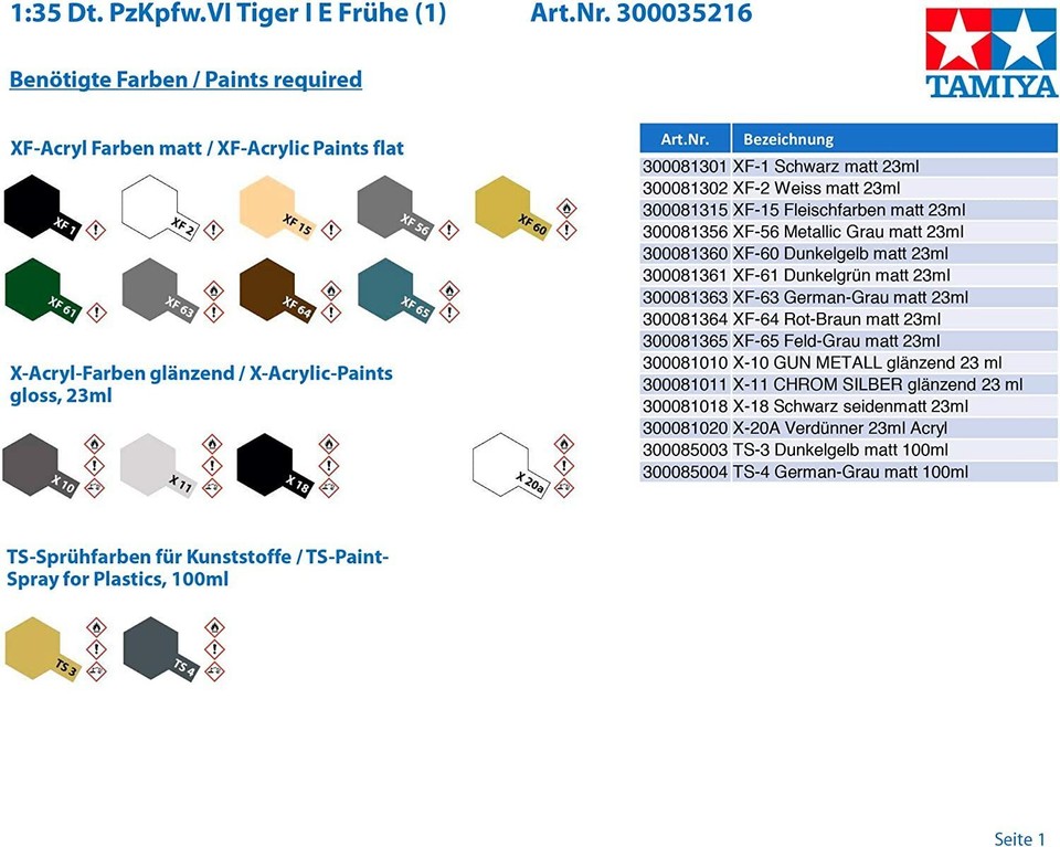 Tamiya 1/35 No.216 German Army Heavy Tank Tiger I Type Early Production ...