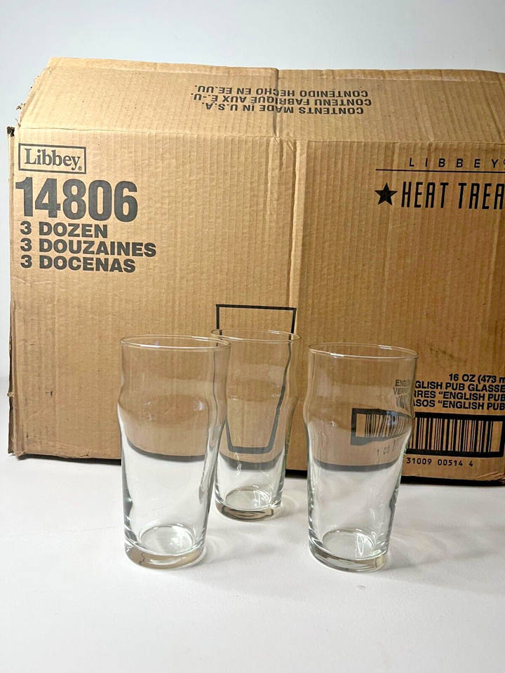 Drinking glasses | English Pint Clear Beer Glass set of 36 | Libbey ...