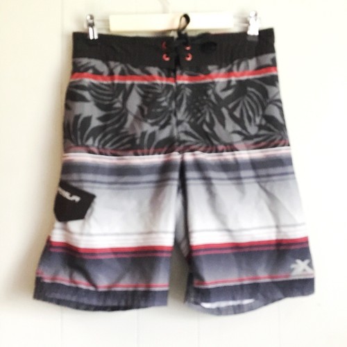 ZeroXposur Black Red Striped Hawaiian Board Shorts Size S | eBay