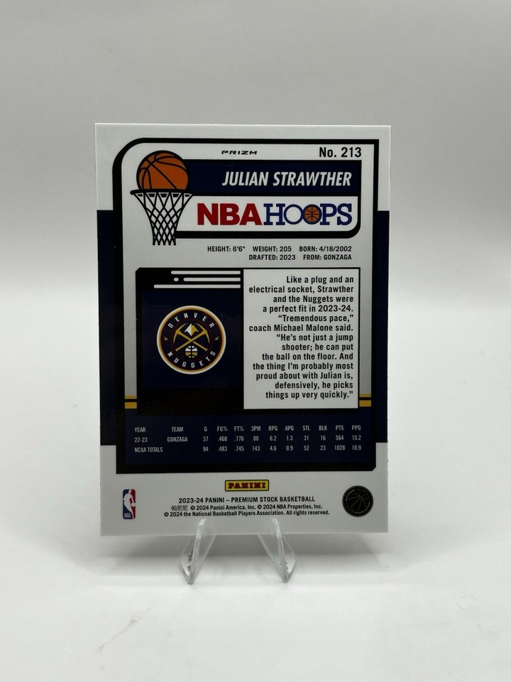 2023-24 NBA Hoops Premium Stock Silver Cracked Ice Prizm RC Julian ...