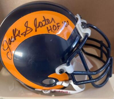 JACKIE SLATER RAMS HOF 01 SIGNED AUTOGRAPHED MINI HELMET BECKETT AUTH ...