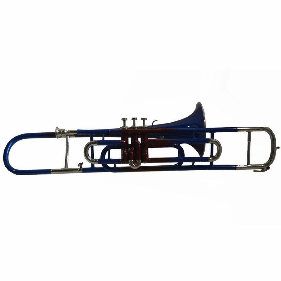 TRUMBONE MULTICOLOR Bb PITCH FLAT VALVE TRUMBONE FREE CASE+MOUTHPIECE ...