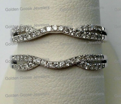 10kt White Gold Split Shank Solitaire Enhancer 0.45 ct Diamonds Ring ...