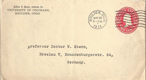 Colorado Boulder 1911 machine 2c Washington Oval Die Envelope Treaty ...