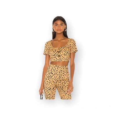 Nicholas Cheetah print linen crop top in Amber Multi US Size 0 “flawed ...