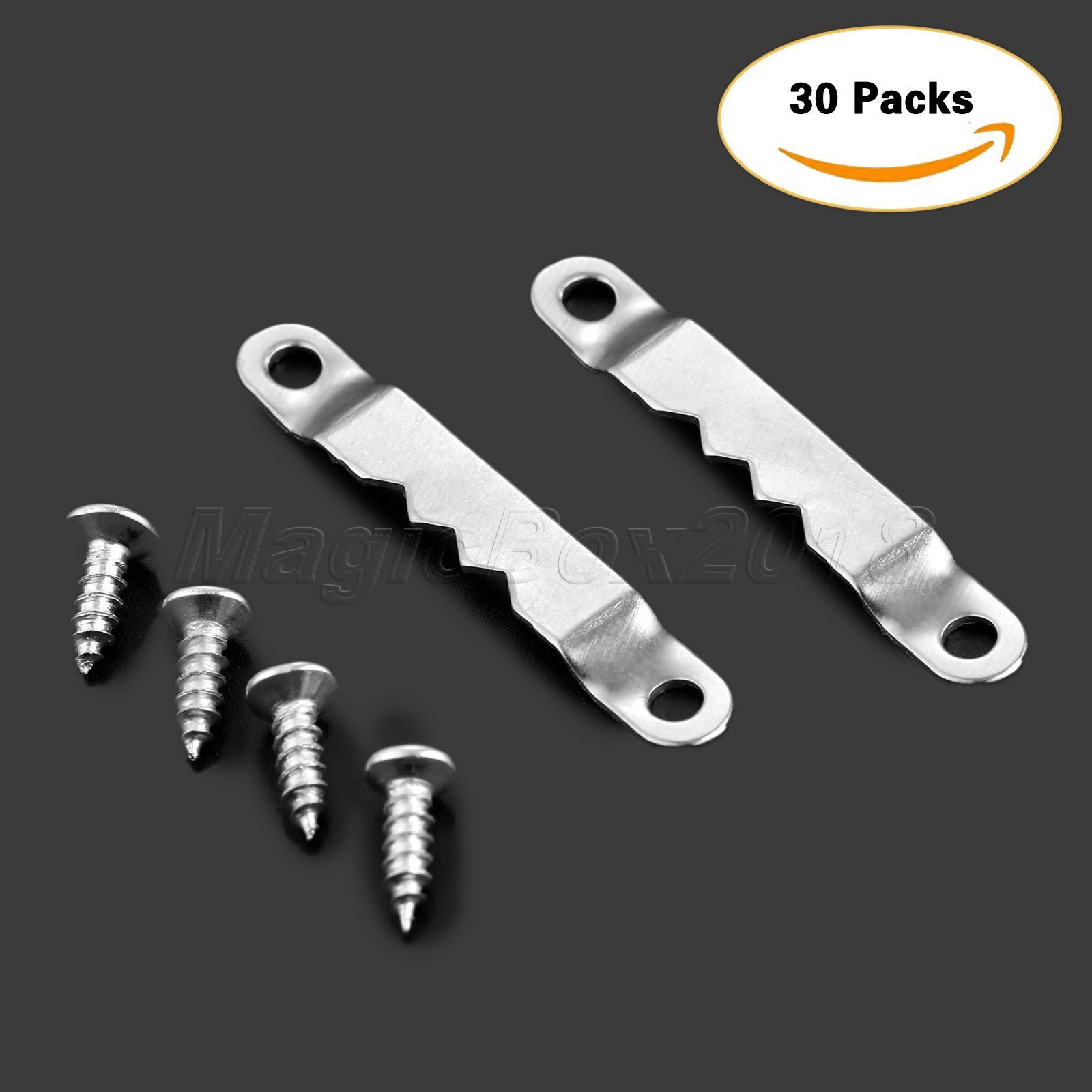 30Pcs 42.4*6.4mm Silver Saw Tooth Hanging Picture Frame Hanger Hook +60 ...