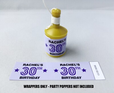 20x Personalised Birthday Any Age Party Popper Wrappers, 18th, 21st ...