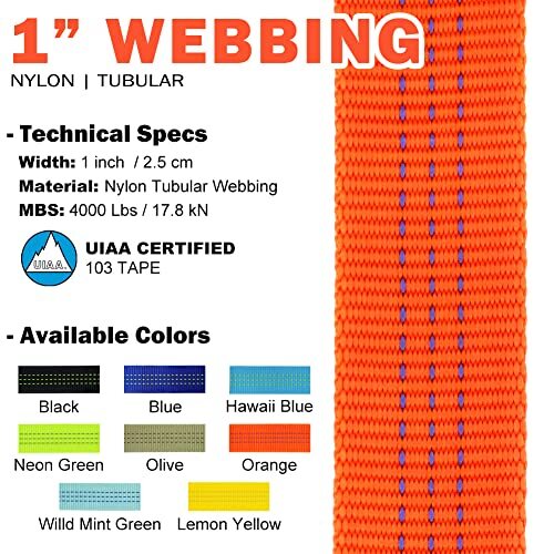 Nylon Tubular Webbing Tape Heavy Duty Climbing Rescue Rope Work ...