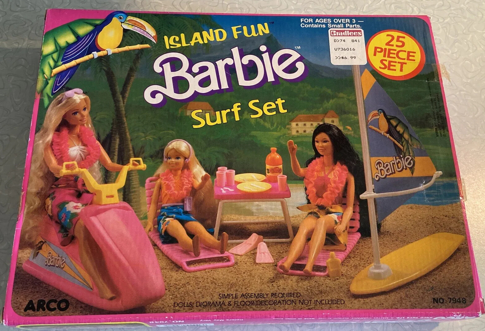 Vintage 1987 Island Fun Barbie Surf Set No. 7948 Arco Mattel RARE for ...