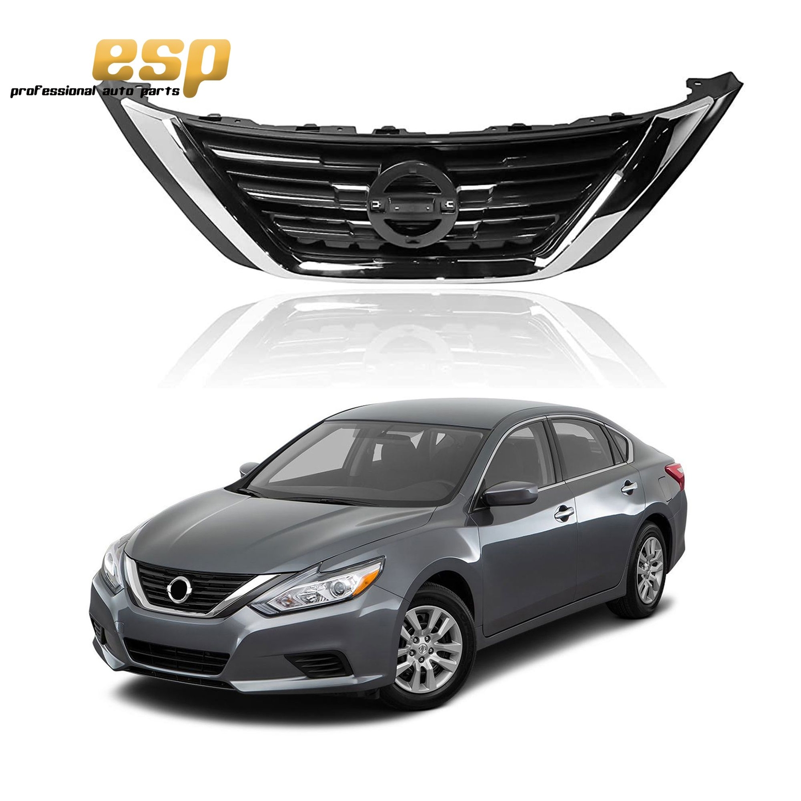 Front Black W/ Chrome Bumper Grille For 2016-2018 Nissan Altima Sedan ...