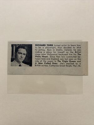 Richard Todd The Hasty Heart 1956 Hollywood Star Panel | eBay